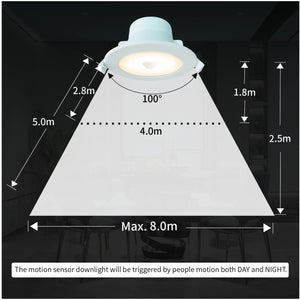 LED Downlight with PIR Motion Sensor, 9W